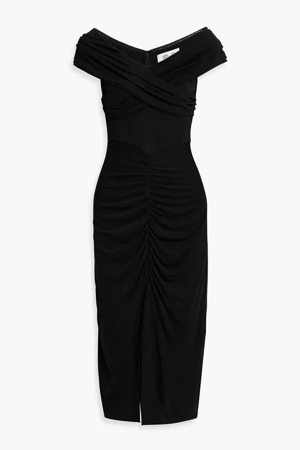 Diane Von Furstenberg Off-the-shoulder Jersey Midi Dress - Black