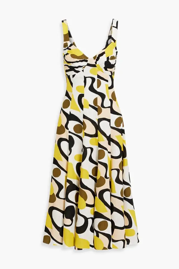 Diane Von Furstenberg Printed Woven Midi Dress - Yellow