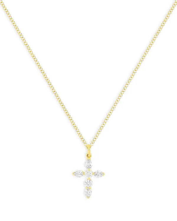 Ef Collection 14k Yellow Diamond Cross Necklace