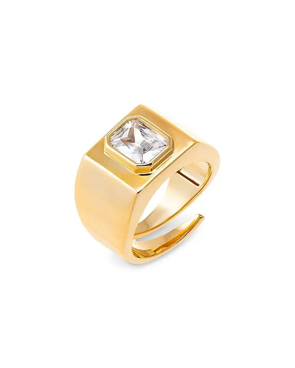 BY ADINA EDEN Cubic Zirconia Square Signet Adjustable Ring