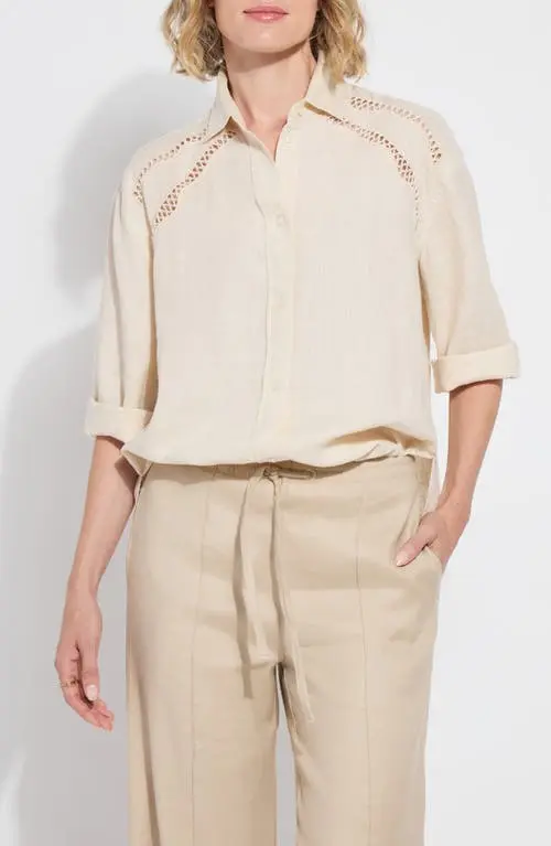 Lyssé Roxanna Embroidered Linen Button-up Shirt