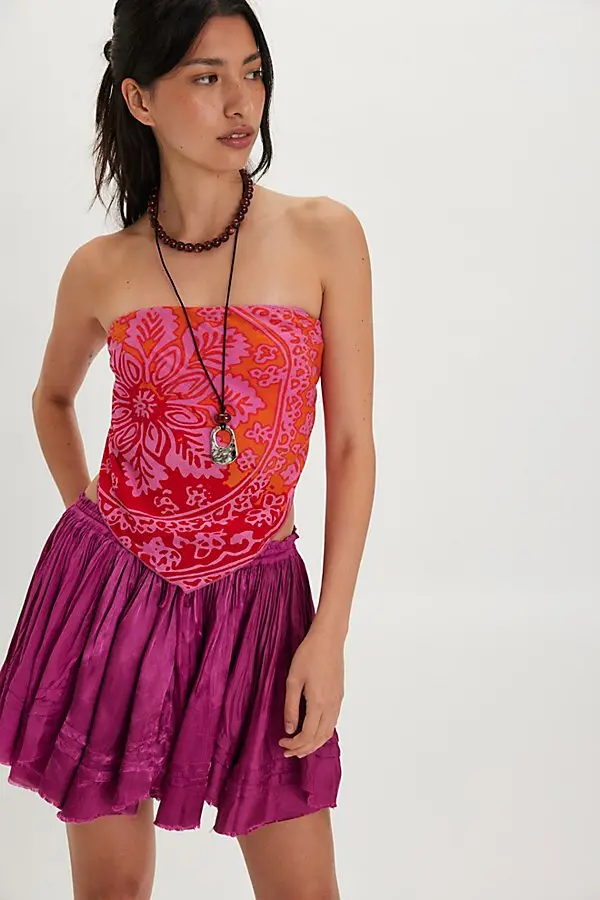 Free People Fp One Third Charm Shine Mini Skirt - Dragonfruit Punch