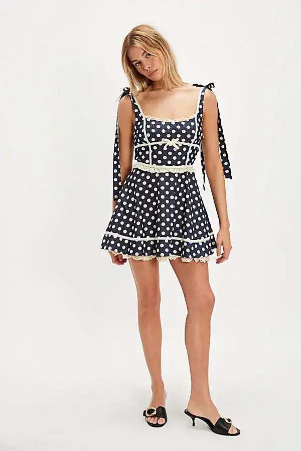 For Love Lemons Denim Polka Dot Mini Dress Indigo Editorialist