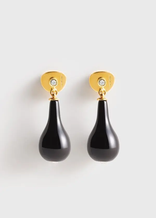 TOTÊME Onyx Drop Earrings - Black-gold