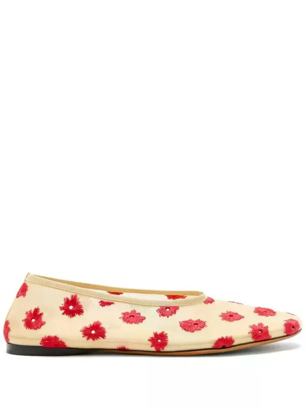 Proenza Schouler Floral-embroidered Ballerina Flats - Neutrals
