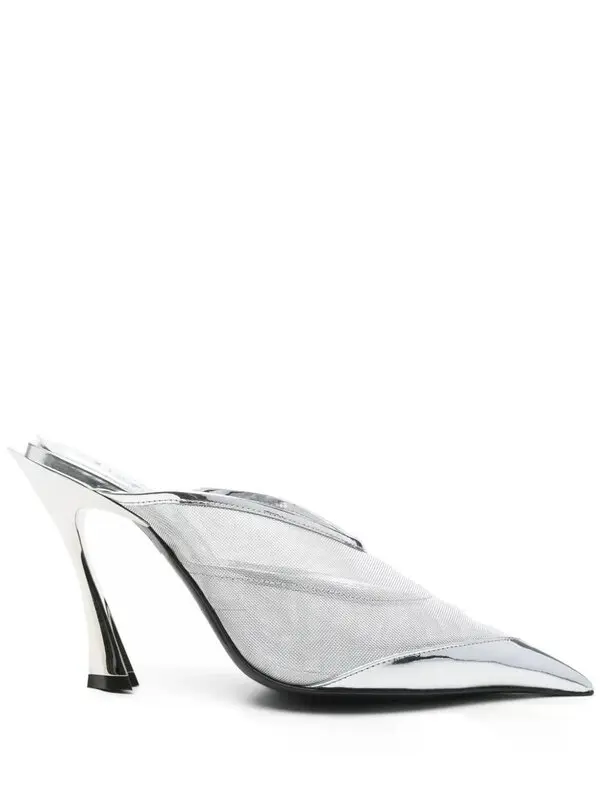 MUGLER 95mm Fang Mules - Silver