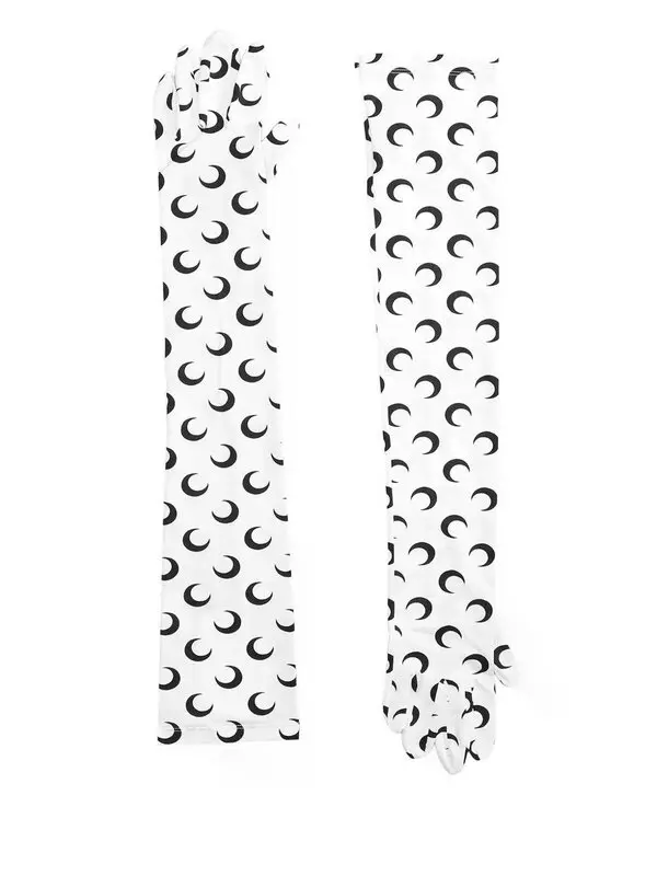 MARINE SERRE Moon-print Gloves - White