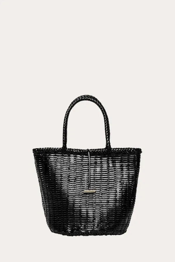 LIFFNER Round Leather Basket Bag - Black
