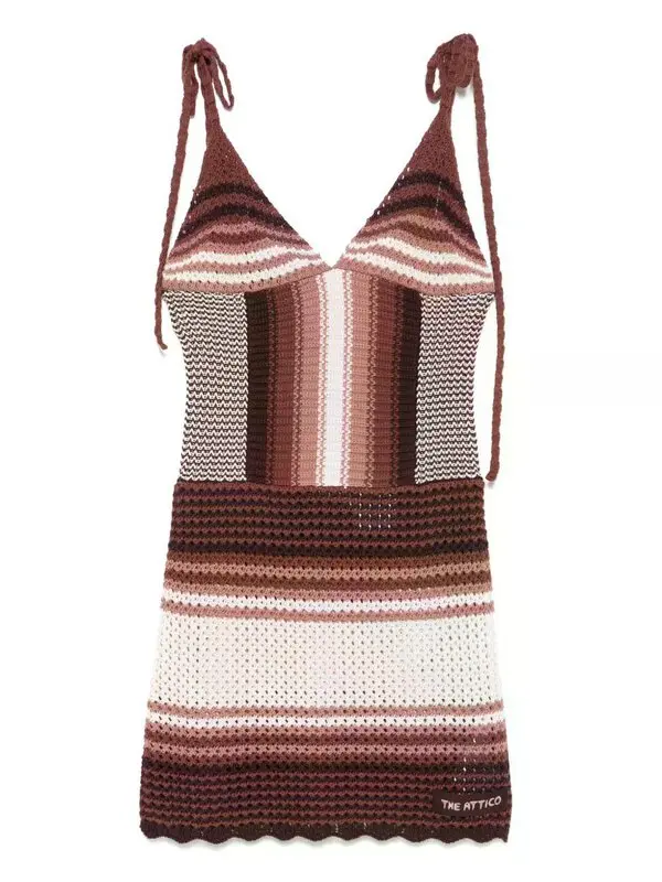 Attico Striped Mini Dress - Brown