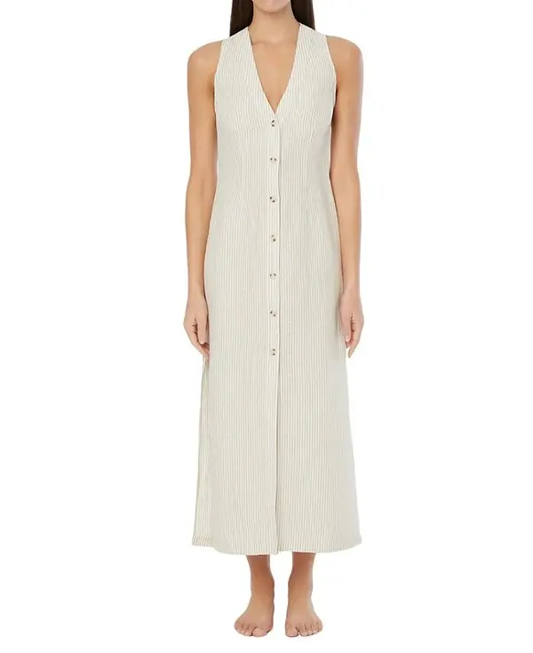 Onia Air Linen Button Down Maxi Dress - White