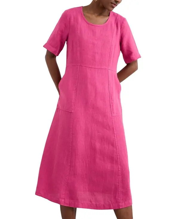 SEASALT CORNWALL Grass Wave Linen Midi-dress - Tulip