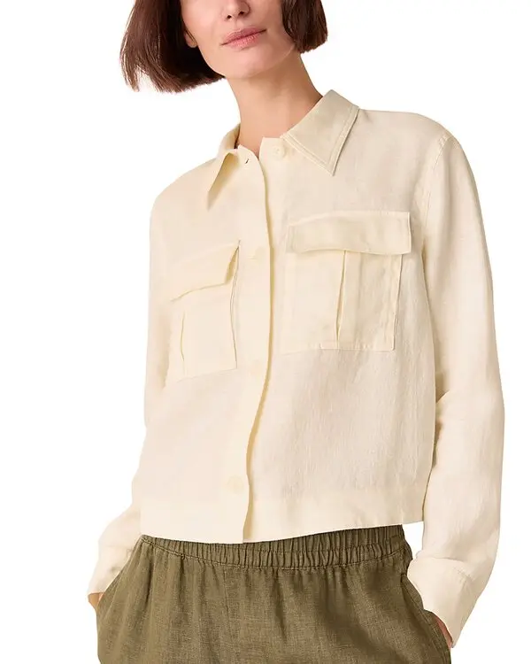 Whistles Abby Linen Casual Jacket - Ivory