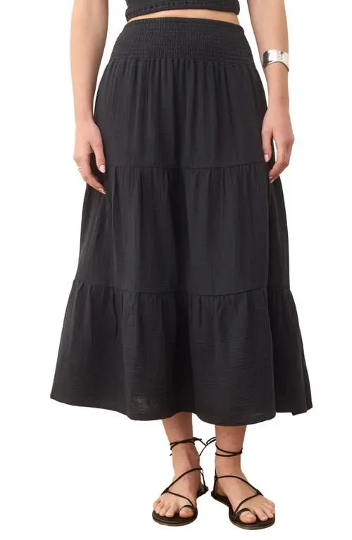 Marine Layer Corinne Double Cloth Cotton Maxi Skirt - Jet Black