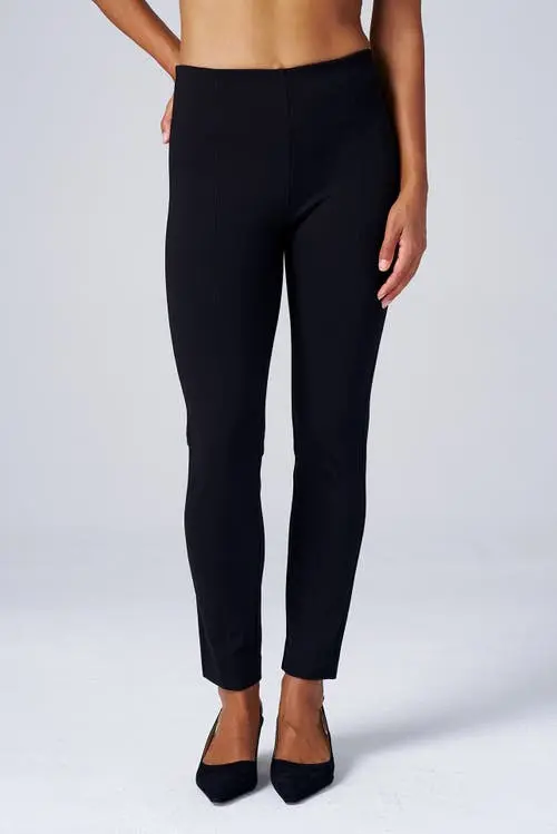 FRANNE GOLDE Slim Ankle Stretch Ponte Pant - Black