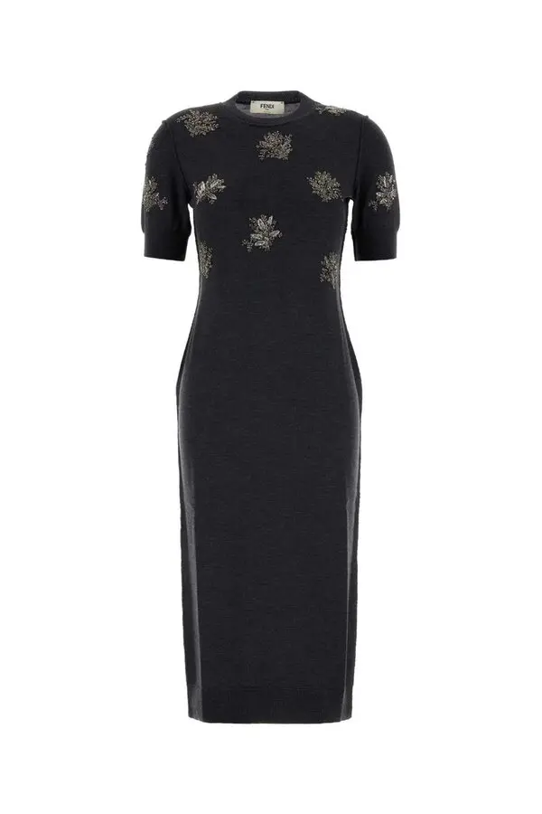 Fendi Knitted Sequined Midi Dress