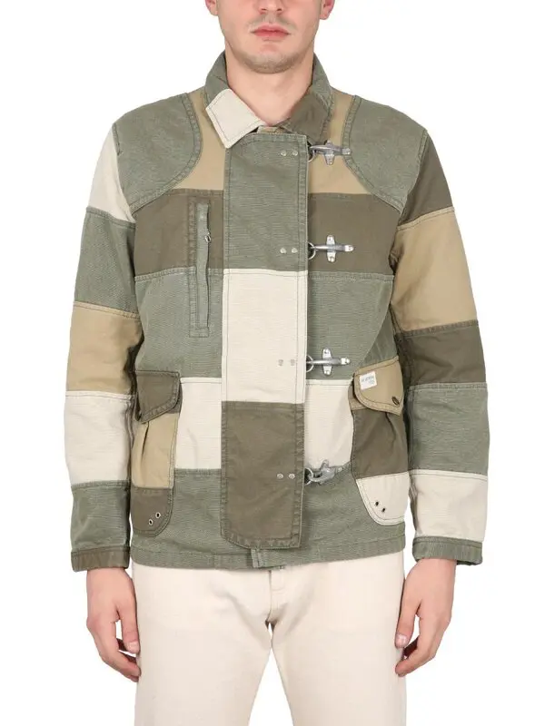 FAY Patchwork Cotton Jacket With Four Hook Closure - Multicolour