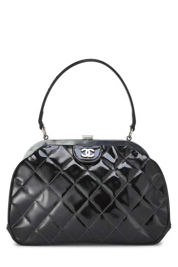 Chanel Patent Leather Flap Bag With Top Handle