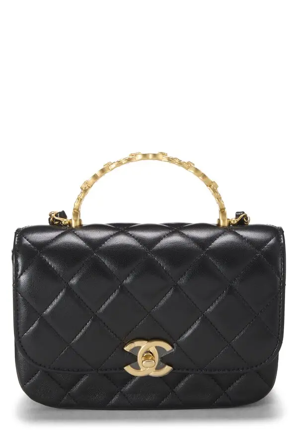 Chanel Lambskin Mini Flap Bag With Top Handle