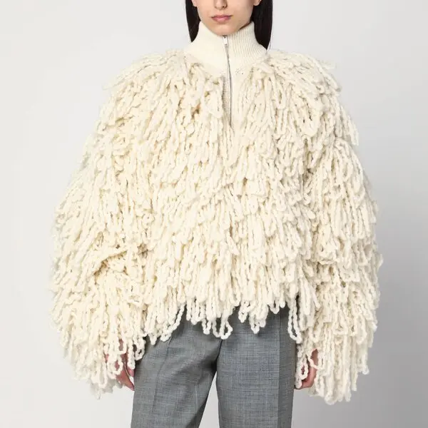 Stella McCartney Wool Fringed Cardigan - White