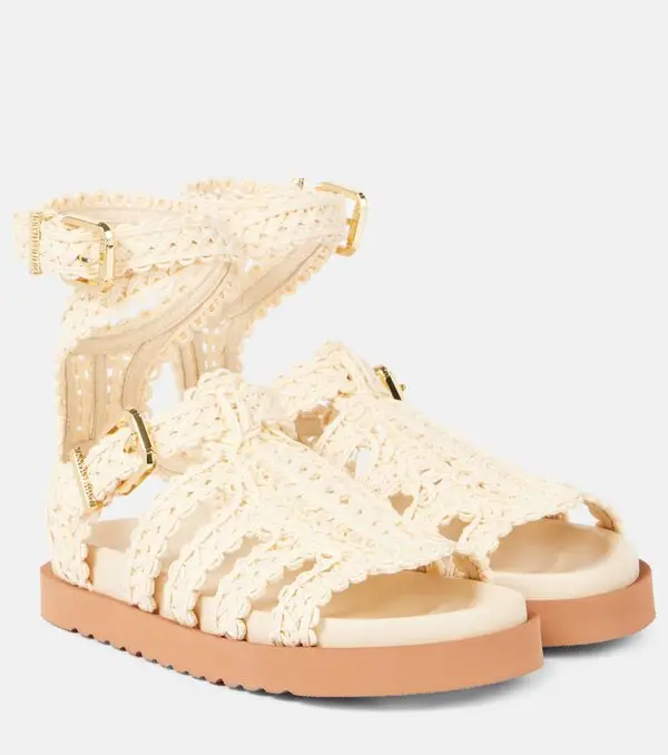 Zimmermann Goldie Raffia Gladiator Sandals