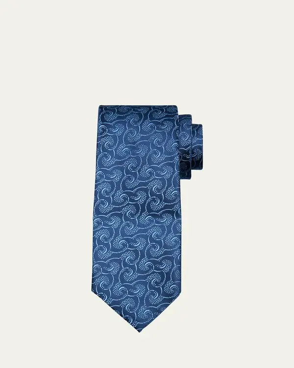 Charvet Waves Silk Neck Tie - 5-nvy