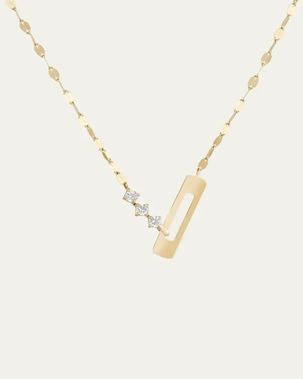 Lana Jewelry 14k Gold Diamond Open Rectangle Pendant Necklace