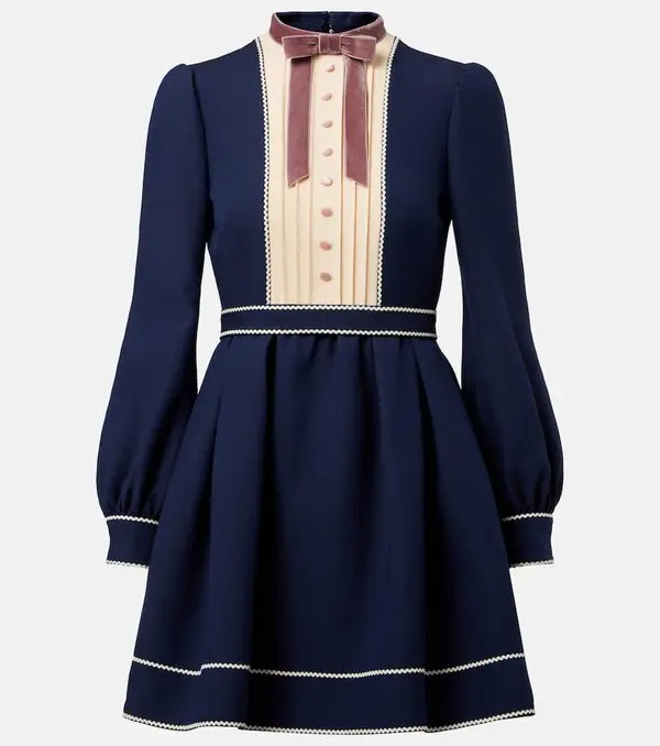 Valentino Garavani Crepe Couture Bow-detail Minidress - Blue