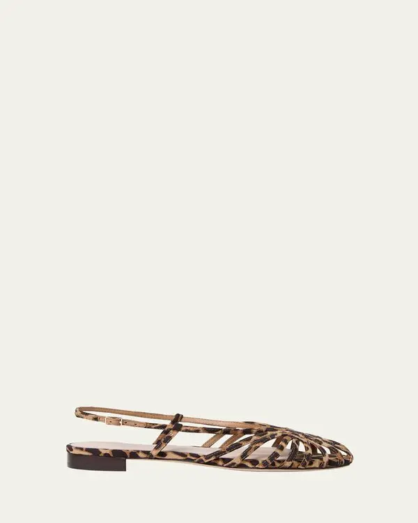 LOEFFLER RANDALL Devon Lattice Slingback Sandals - Leopard
