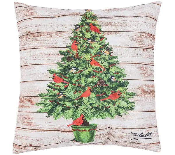 C&F HOME Cardinal Yuletide Tree Pillow
