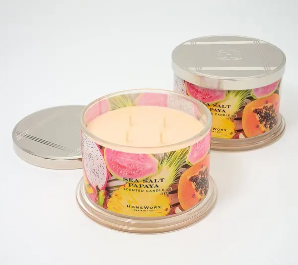 HOMEWORX BY SLATKIN + CO. As Is S/2 18oz Sea Salt Papaya