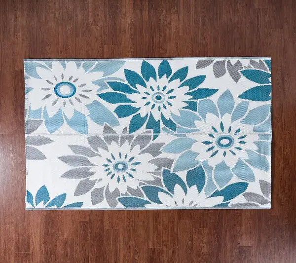 BARBARA KING As Is Dahlia Print 8'x11' Revers Patio Mat