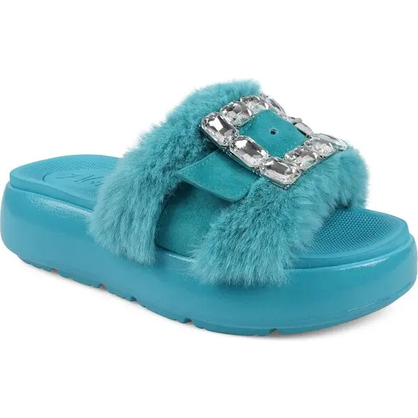 ZIGI Faux Fur Platform Sandal - Blue