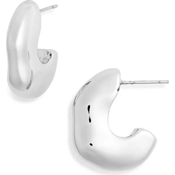 OPEN EDIT Chubby Molten Hoop Earrings - Silver