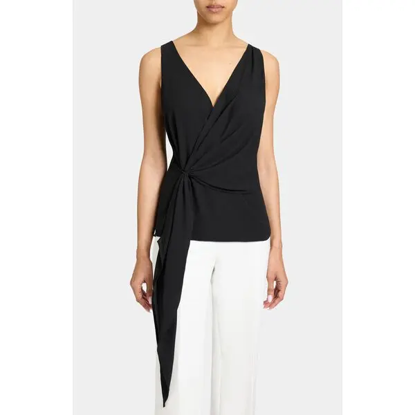 Santorelli Danna Faux Wrap Top - Black