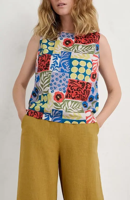SEASALT CORNWALL Colour Study Boxy Linen Tank - Headland Patchwork Mix