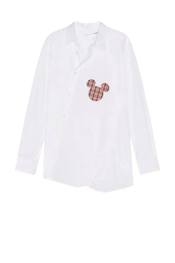 Comme Des Garçons Poplin Mickey Digital Shirt In White