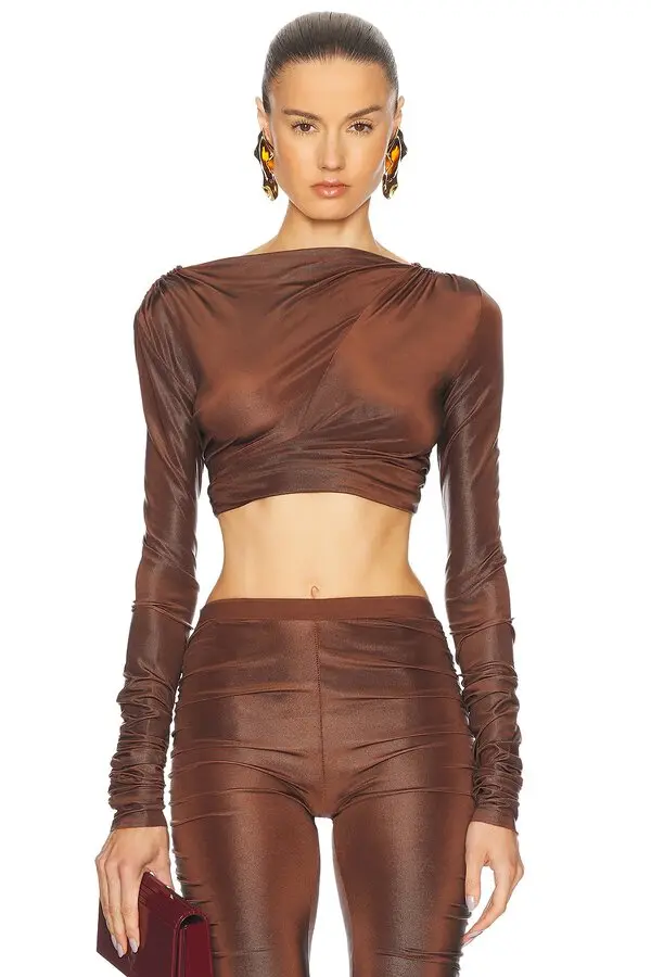 Rick Owens Long Sleeve Crop Top - Rust