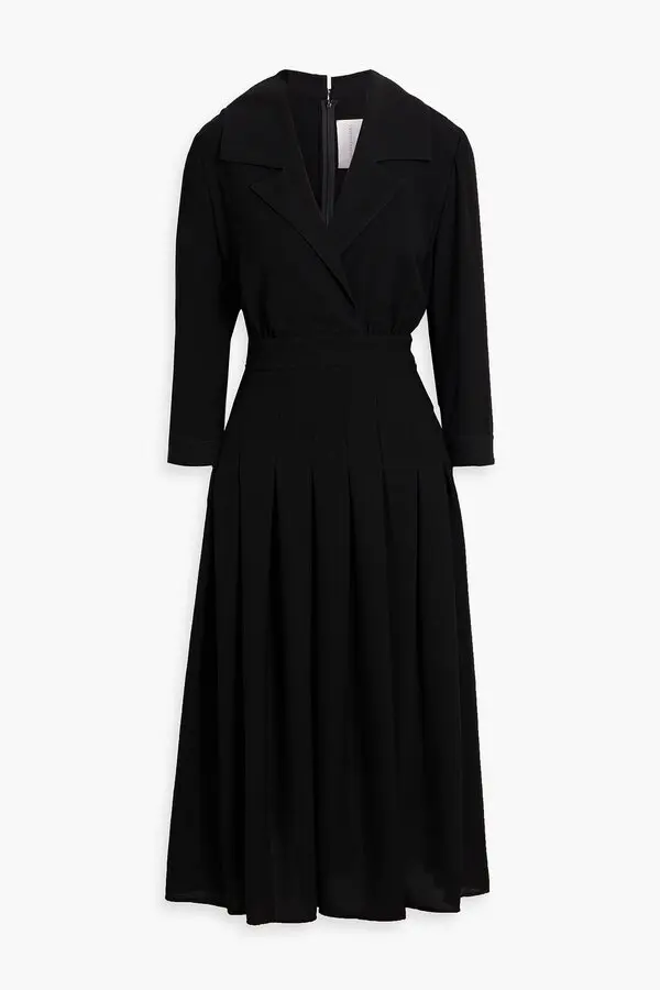 Carolina Herrera Wrap-effect Pleated Crepe Midi Dress