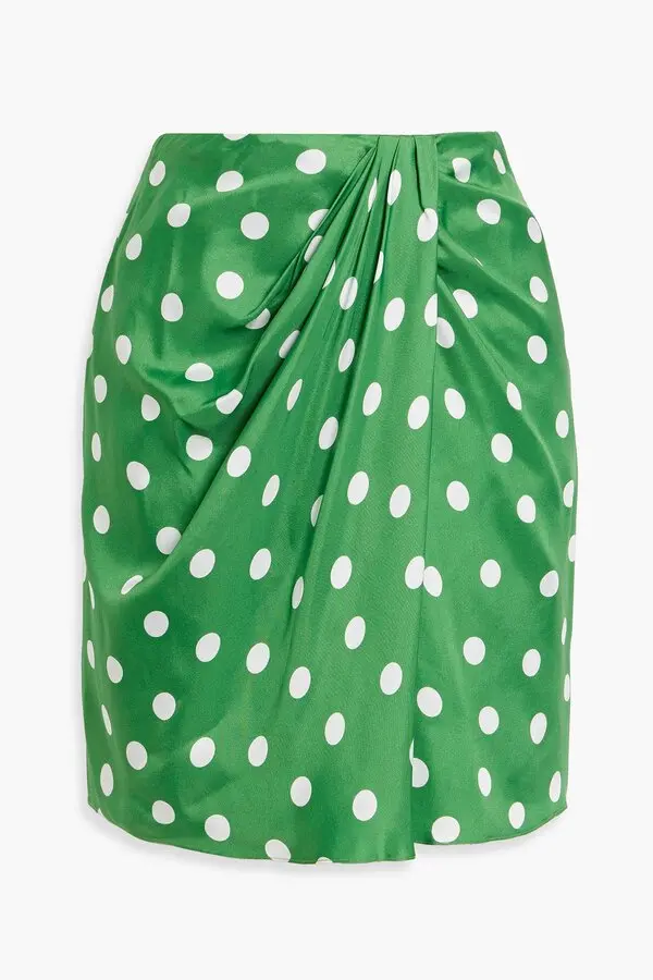 Carolina Herrera Draped Polka-dot Mini Skirt
