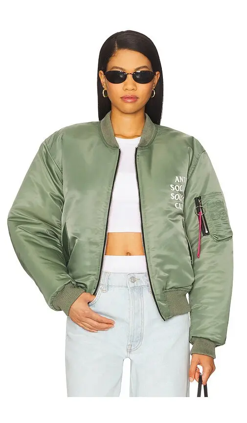 ANTI SOCIAL SOCIAL CLUB Welcome To The Club Ma-1 Jacket - Olive