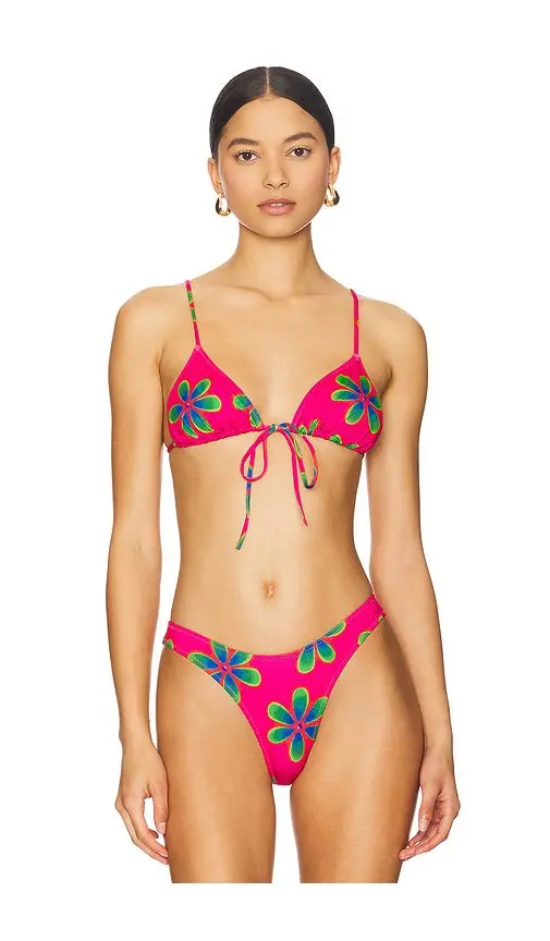 Heavy Manners Triangle Bikini Top With Front Tie Closure - Curiosity Leads To Trouble