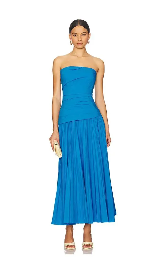 Simkhai Arie Strapless Bustier Midi Dress - Oasis Blue
