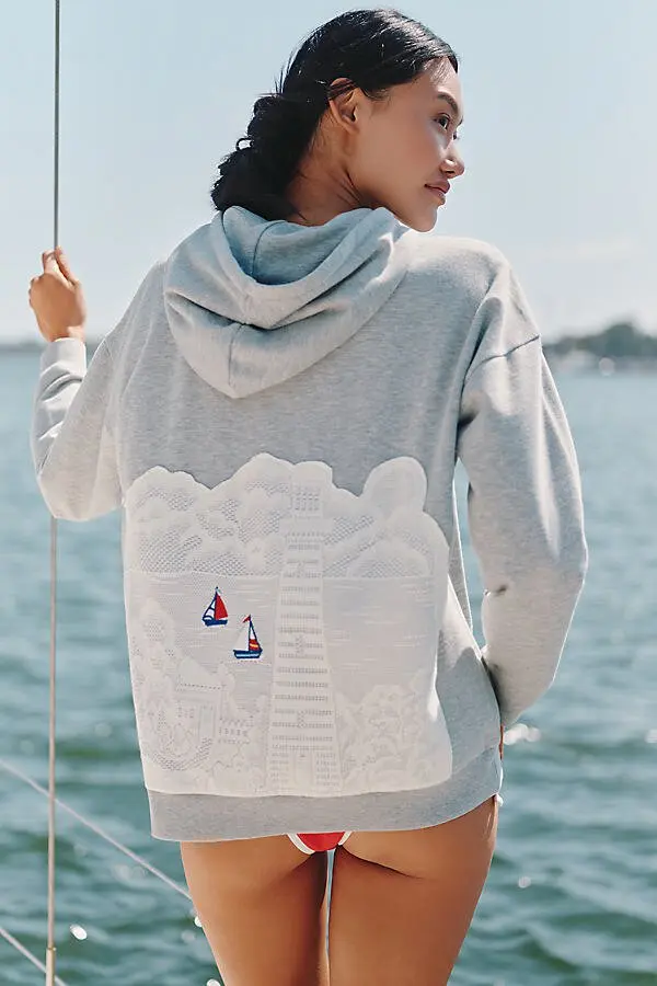 CELANDINE Lighthouse Appliqué Hoodie