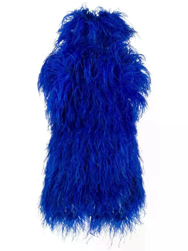 Attico Feather Mini Dress - Blue