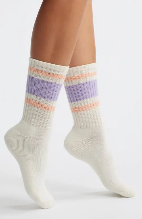 AMERICAN TRENCH Retro Stripe Crew Socks - Lilac/ Peach