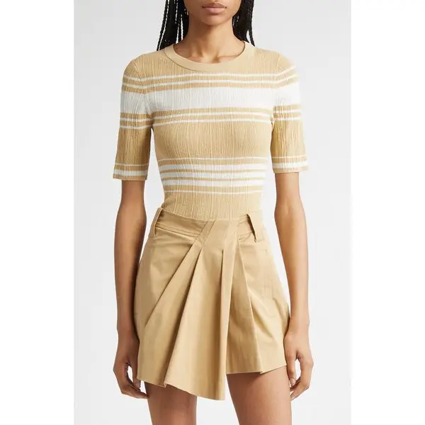 A.L.C. Striped Cotton-blend Knit Top - Lark/ Bright White