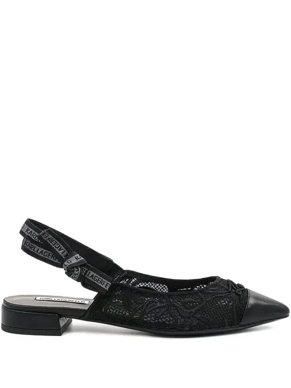 Karl Lagerfeld Lace-trimmed Flat Pumps