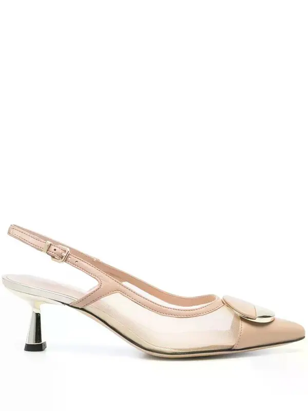 EVALUNA 60mm Leather Slingback Pumps - Neutrals