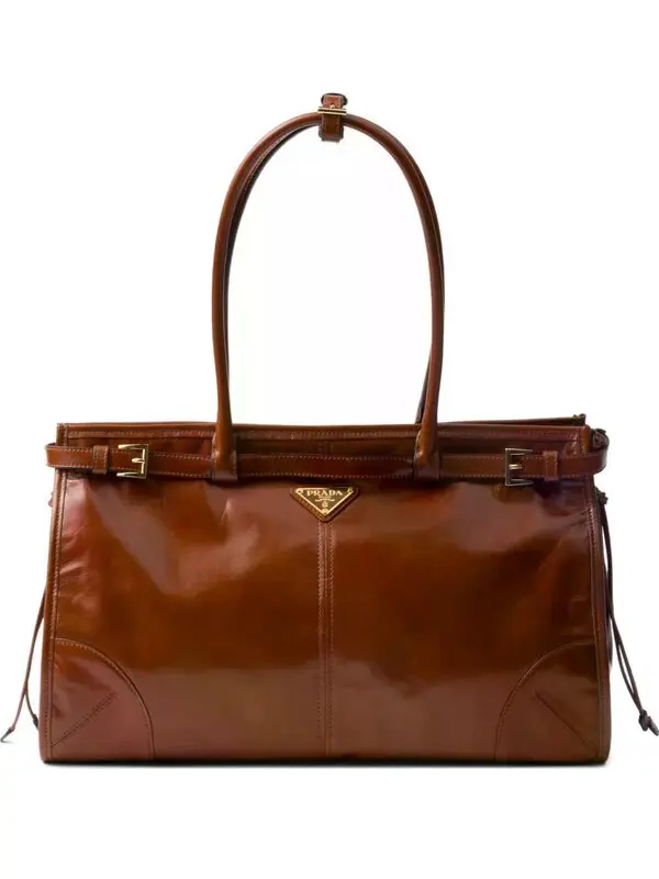 Prada Leather Bonnie Tote - Brown