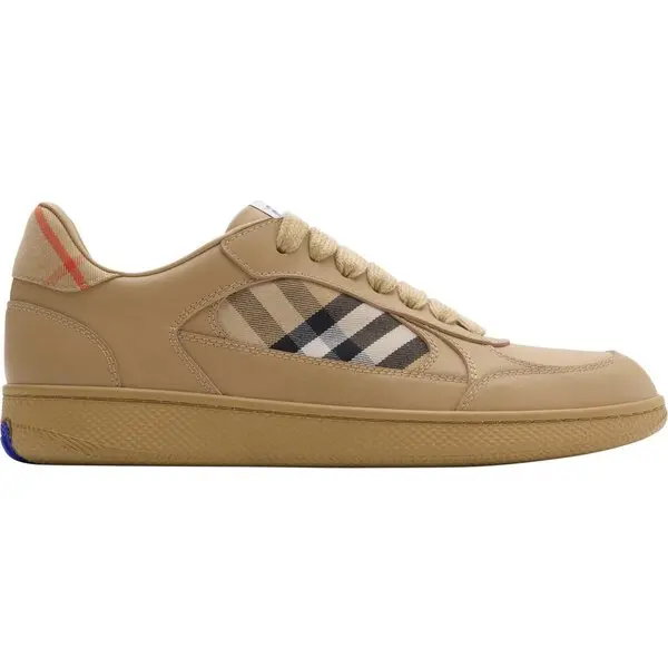 Burberry Leather And Check Terrace Sneakers - Sand/sand